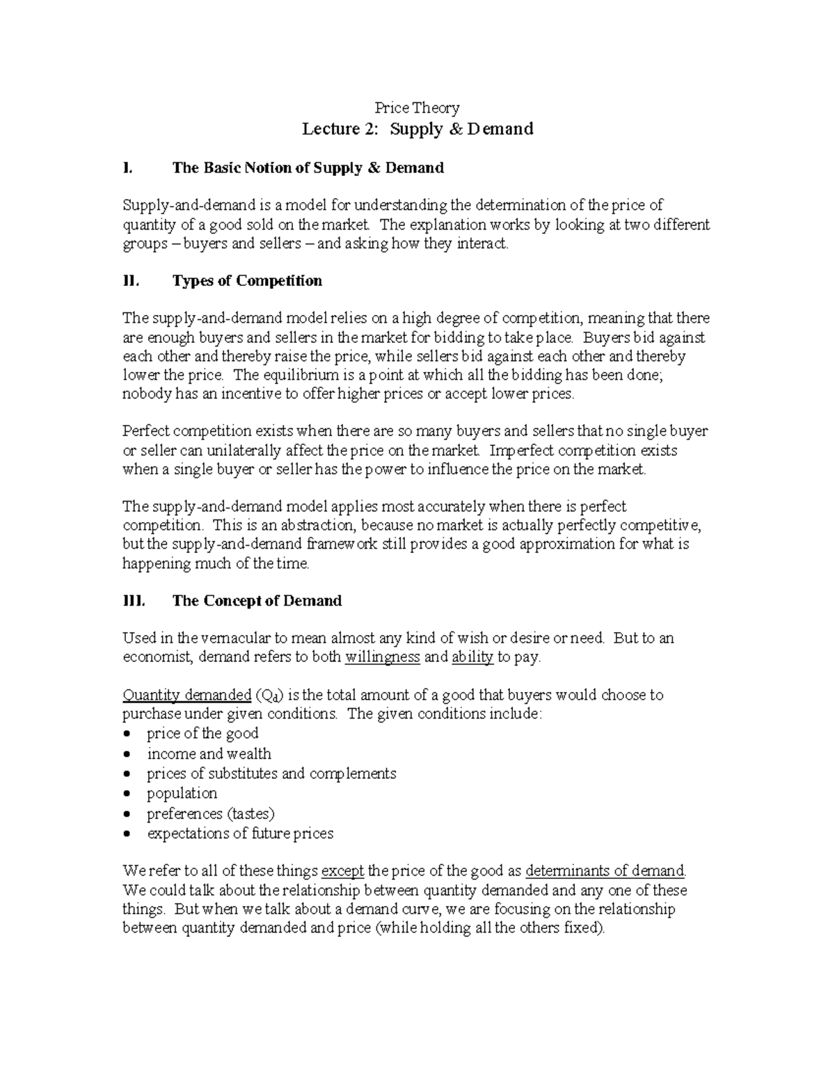 Price Theory - Supply and Demand + Graphs (CRM) - KCL - Studocu