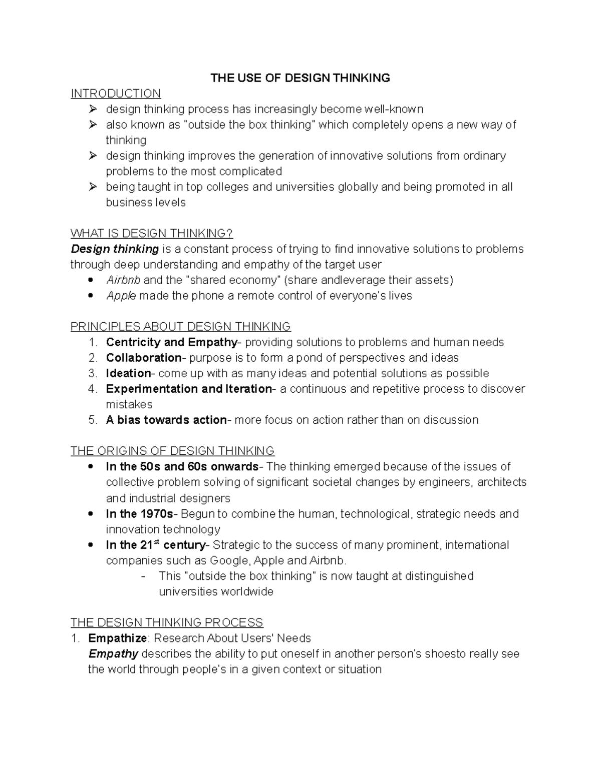 3 THE USE OF Design Thinking - THE USE OF DESIGN THINKING INTRODUCTION ...