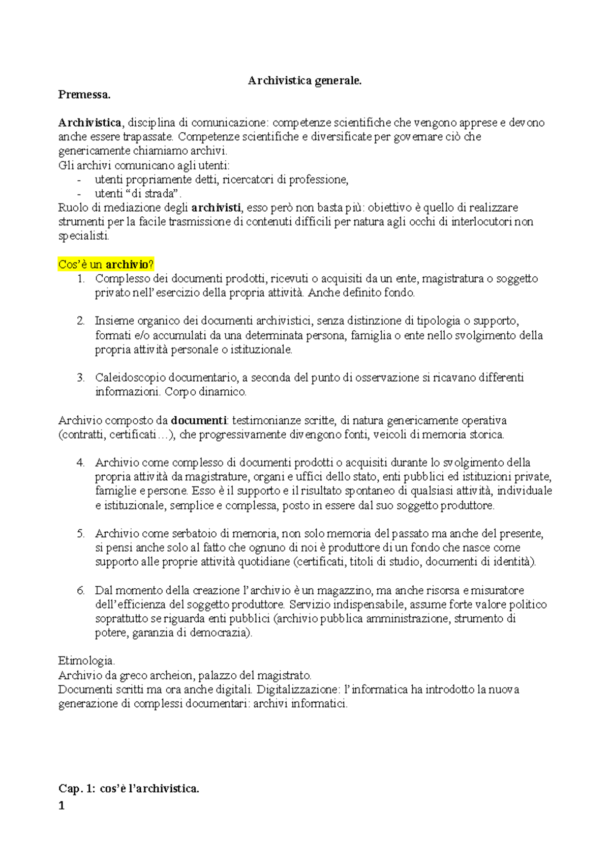Archivistica generale - Premessa. Archivistica , disciplina di ...