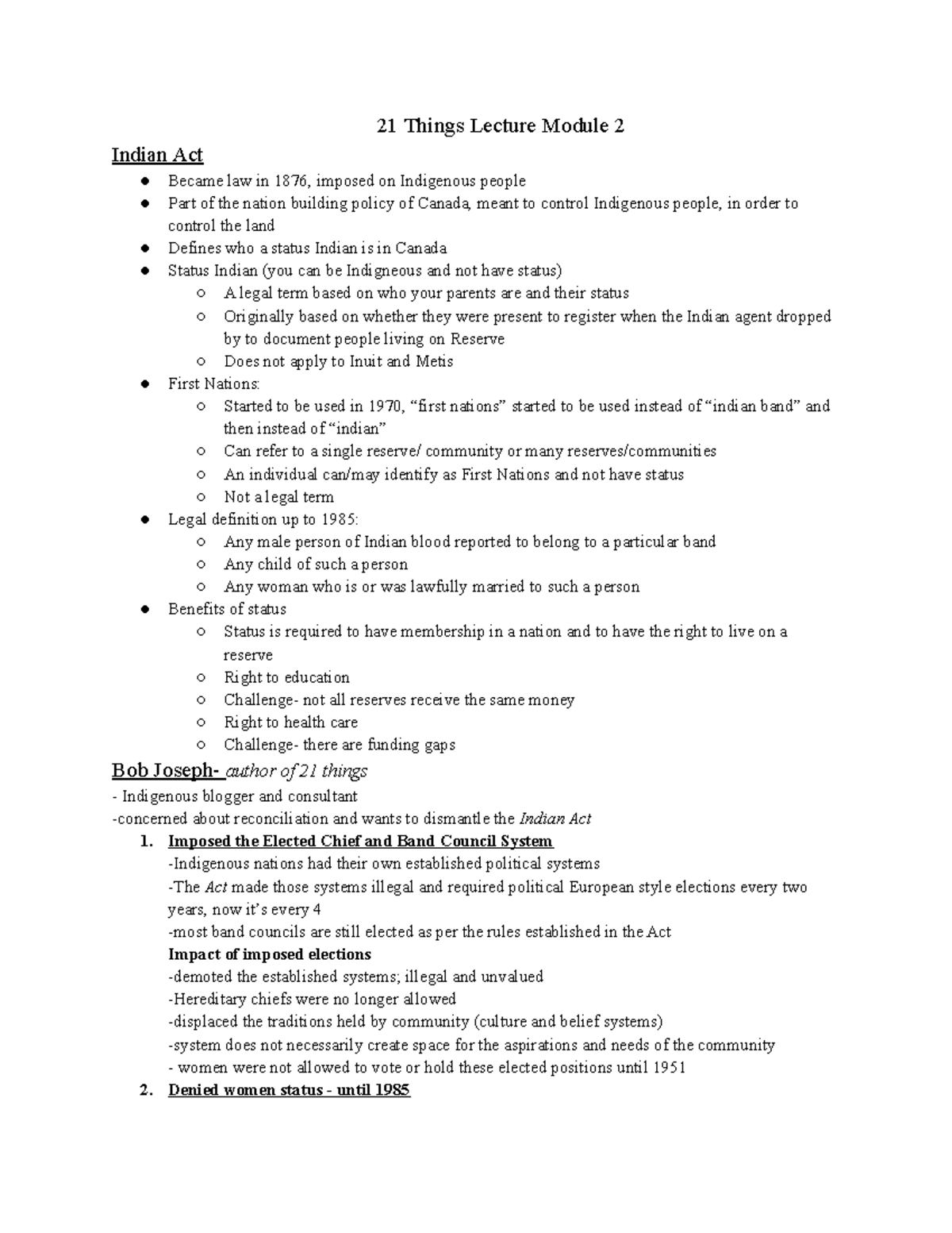 IND module 2 21 things lecture - 21 Things Lecture Module 2 Indian Act ...