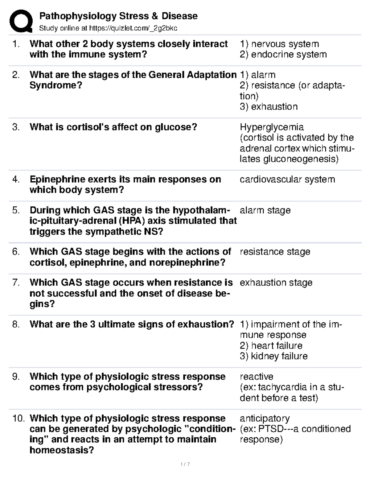Pathophysiology Stress & Disease - Study online at quizlet/_2g2bkc What ...