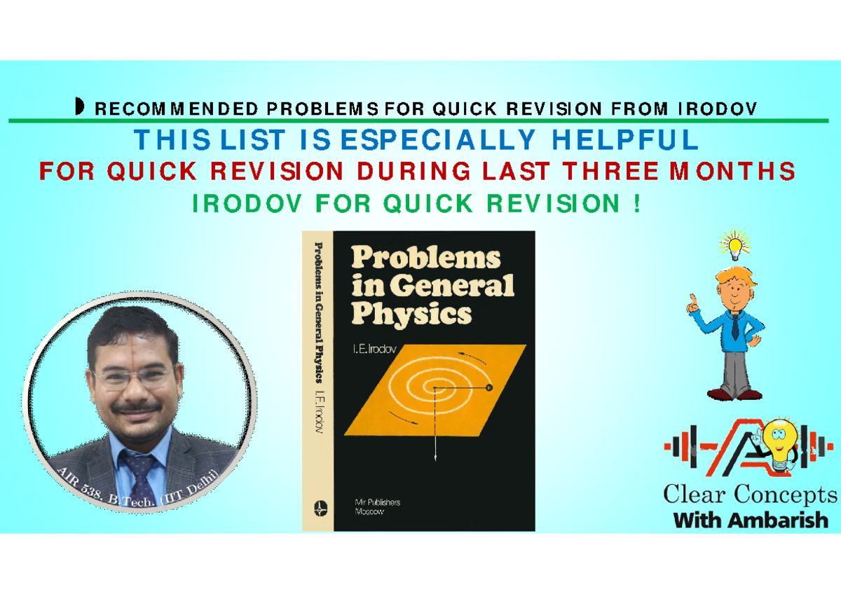 Irodov Quick Revision - Hehsh - RECOMMENDED PROBLEMS FOR QUICK REVISION ...