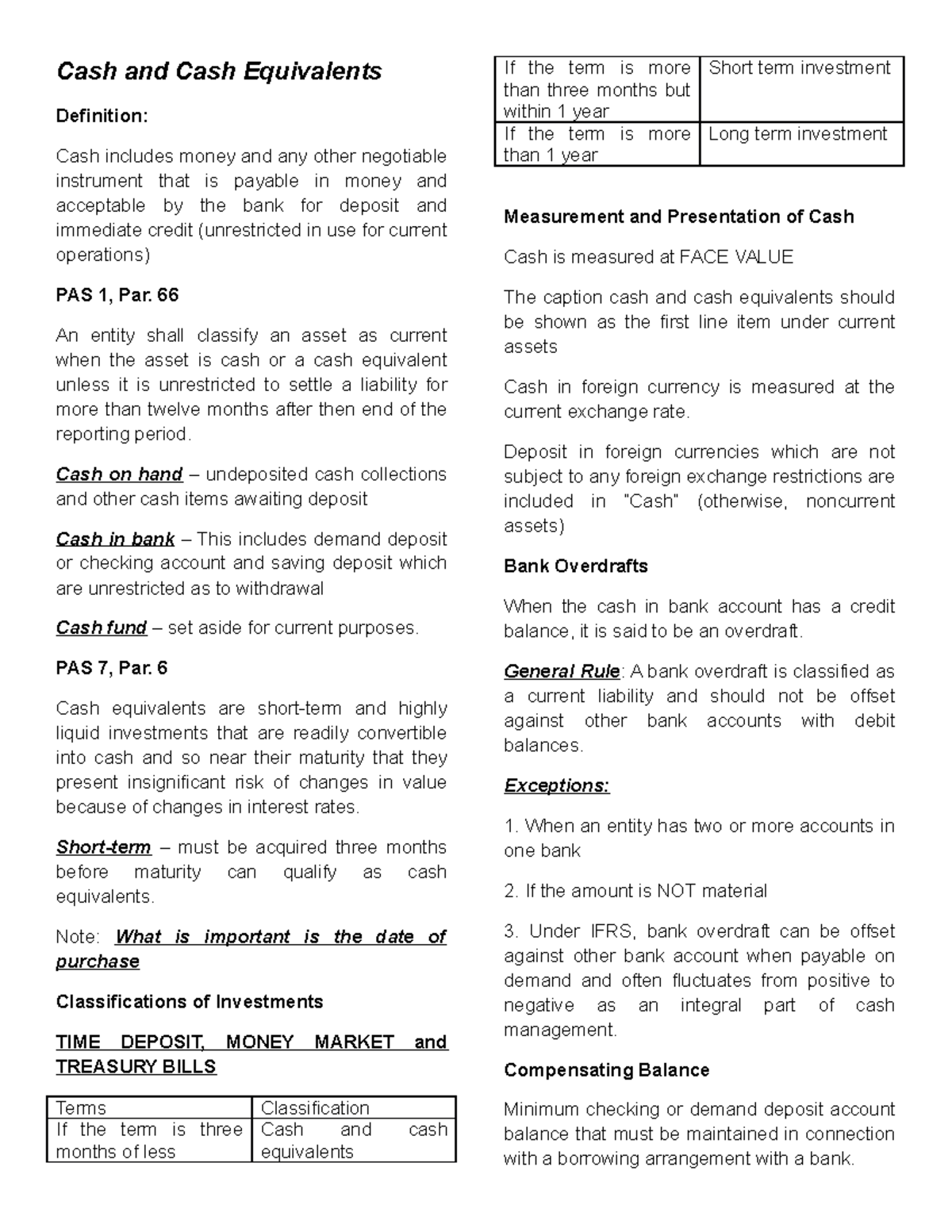 Aud Concepts- Prelim - notes - Cash and Cash Equivalents Definition ...