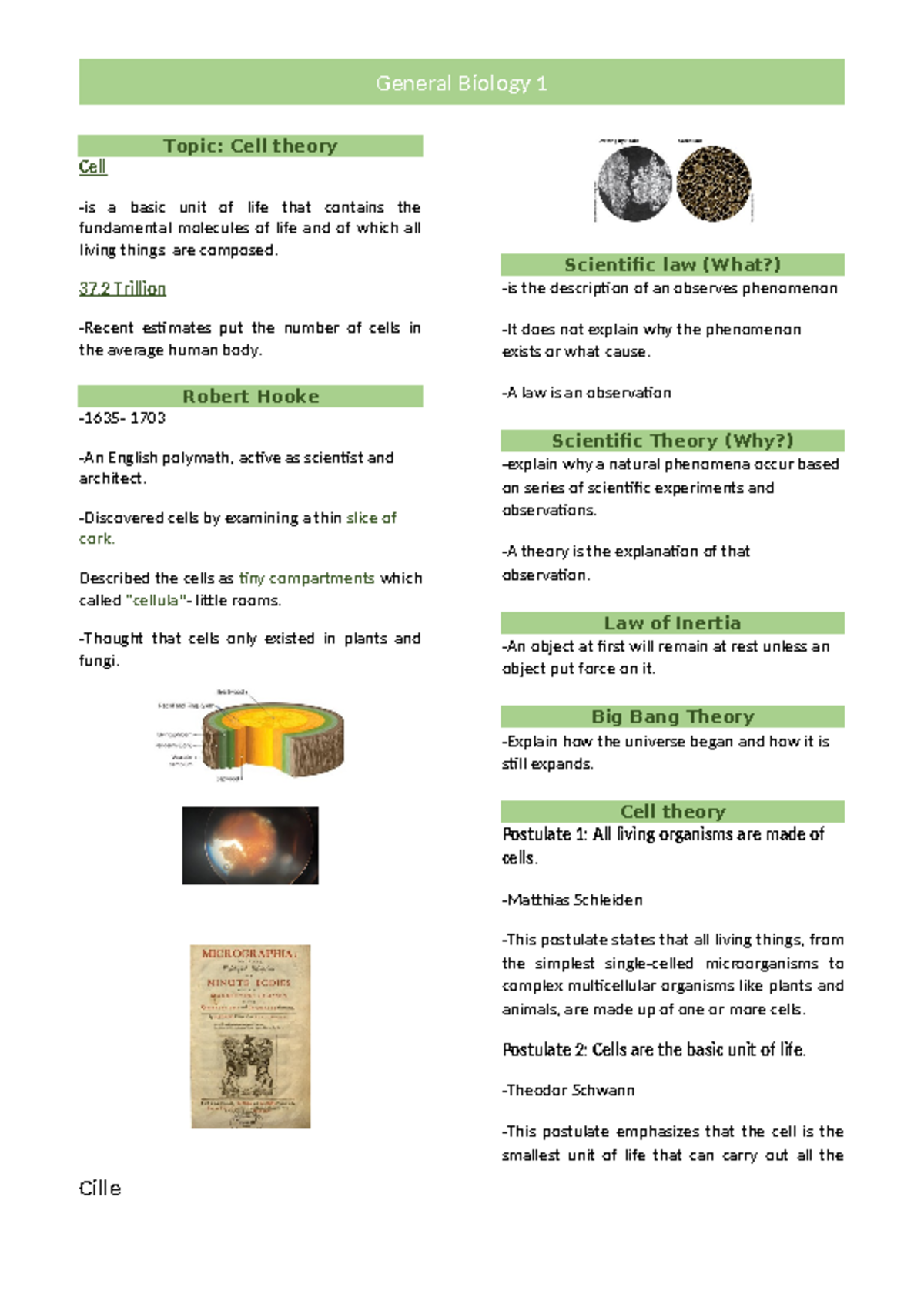 Biology-notes - basic biology notes - Topic: Cell theory Cell -is a ...