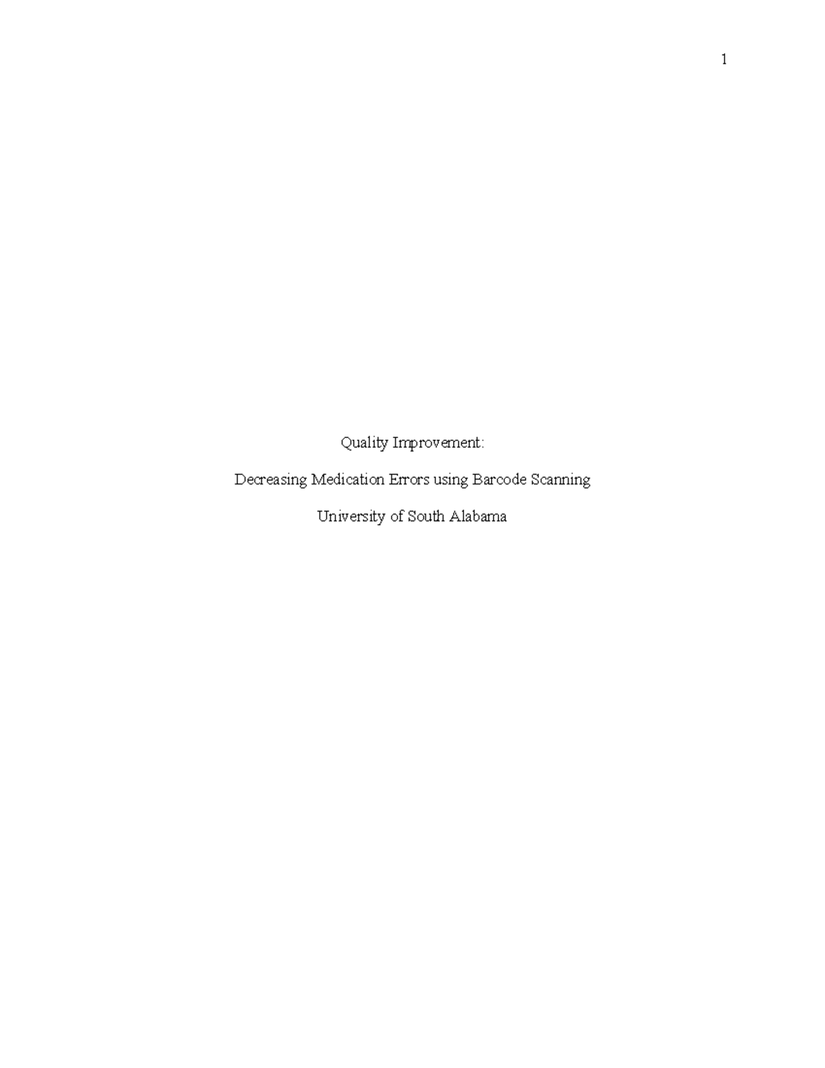 Quality Improvement paper example Paper - Quality Improvement ...