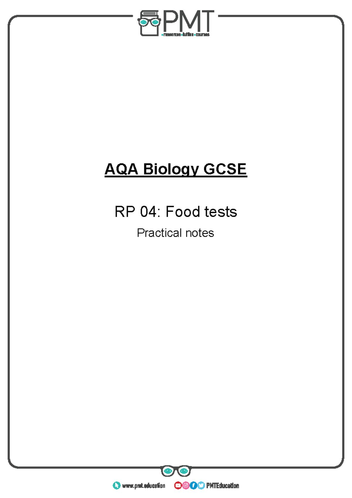 RP 04 - Food tests - Its biology - AQA Biology GCSE RP 04: Food tests ...
