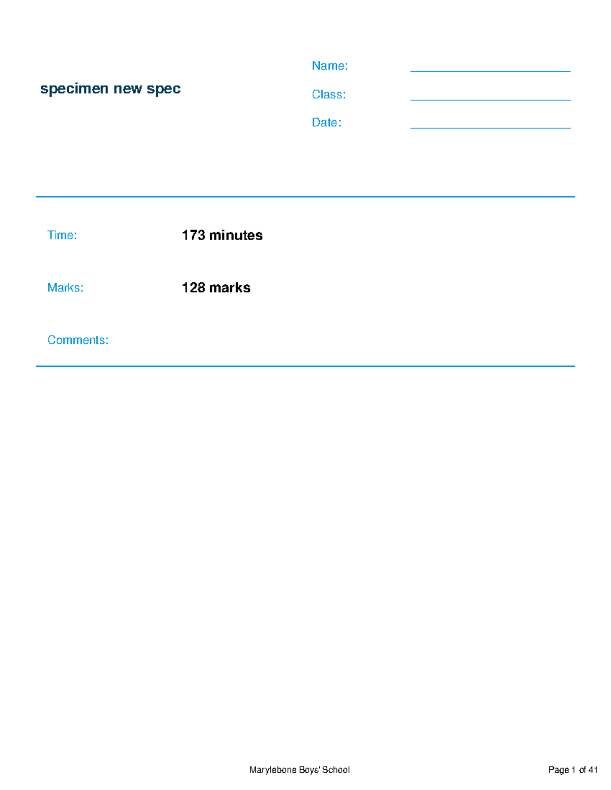 exam questions physics - specimen new spec Name ...