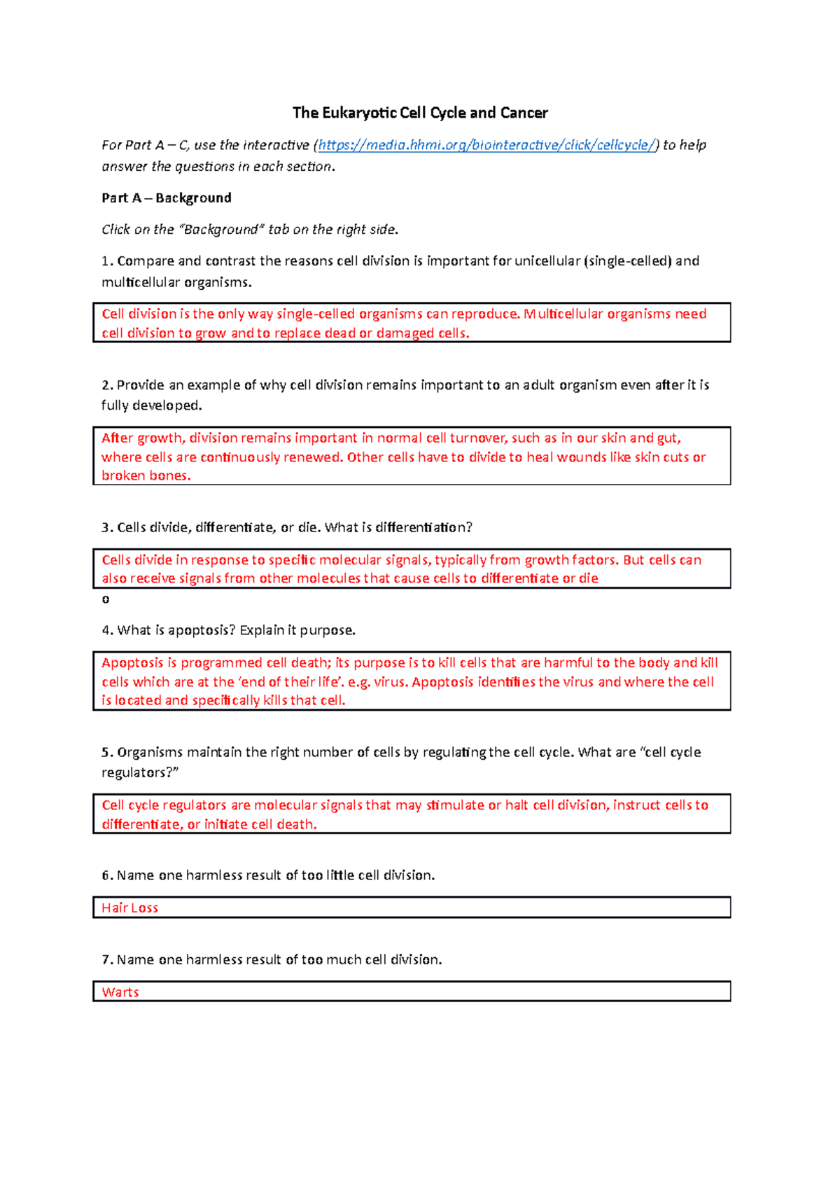 The Eukaryotic Cell Cycle and Cancer - hhmi/biointeractive/click/cellcycle/) to help answer the ...