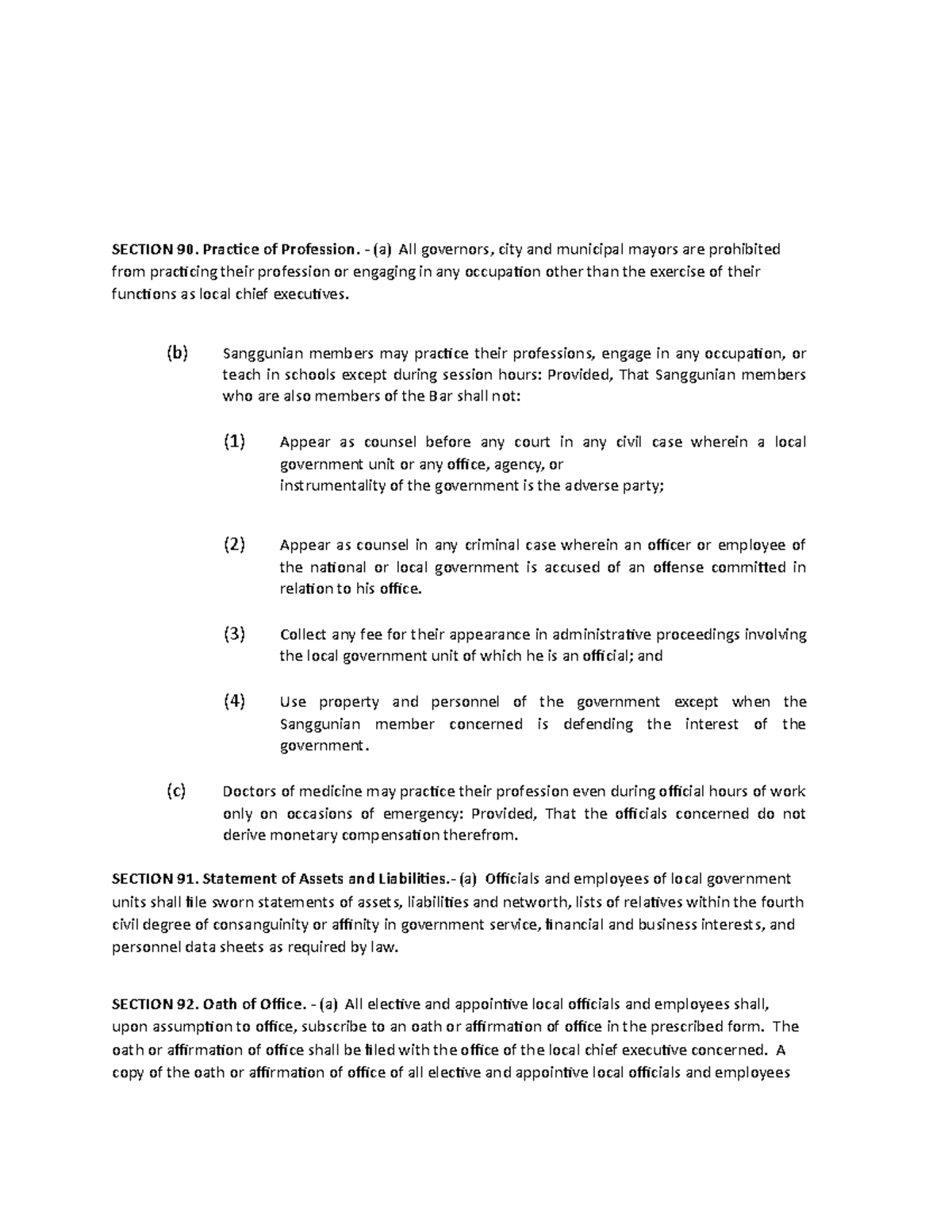 Local and Regional Governance BOOK 1. Title 3. Chapter 3 - SECTION 90 ...