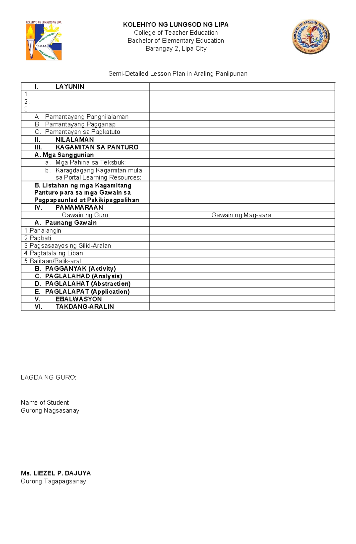 Kolehiyo NG Lungsod NG LIPA template LP - KOLEHIYO NG LUNGSOD NG LIPA ...