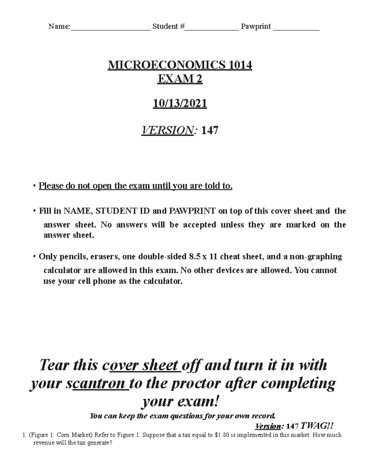 21 FS Exam 2 v147 - Professor's study guide - Name ...