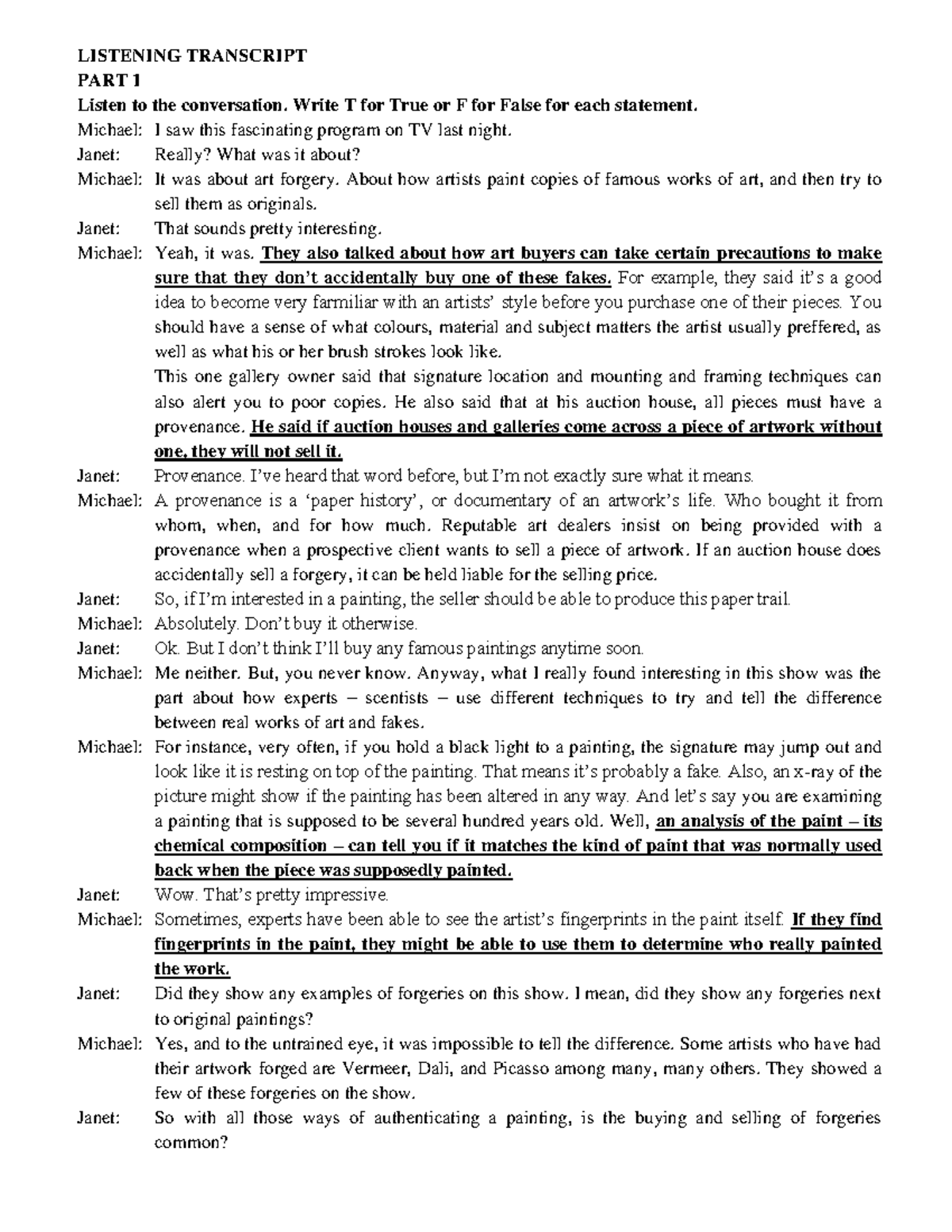 Listening Transcript - 2122 - LISTENING TRANSCRIPT PART 1 Listen to the ...