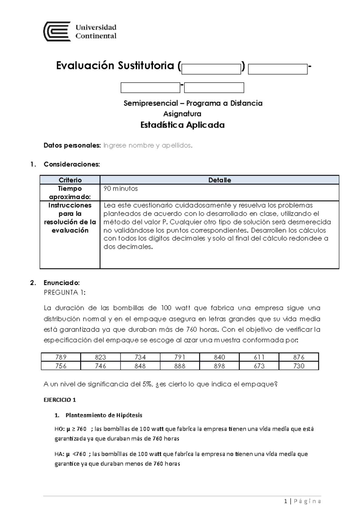 Evaluación Sustitutoria estadística Aplicada Ruth Yaquelin Miranda Chambi - Evaluación ...