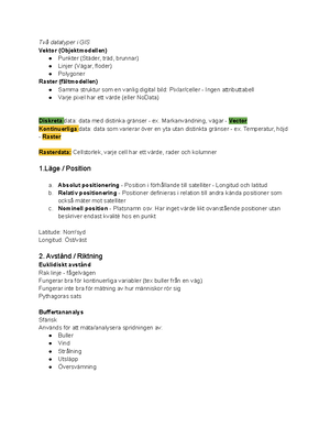 Föreläsning 3 GIS - Föreläsning 3 Polygon features Two dimensions: Each ...