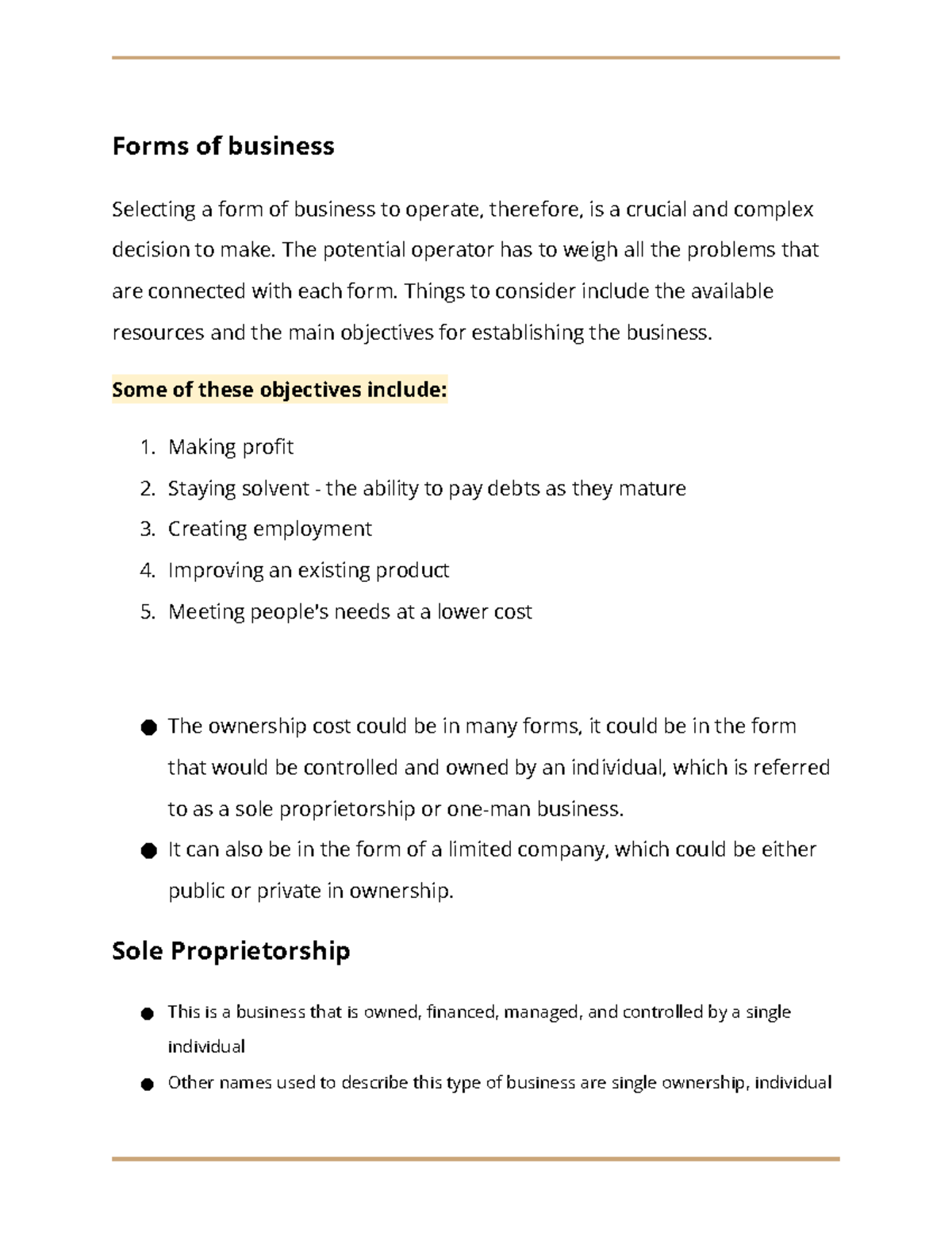 Introduction to Business Forms of business - Forms of business ...