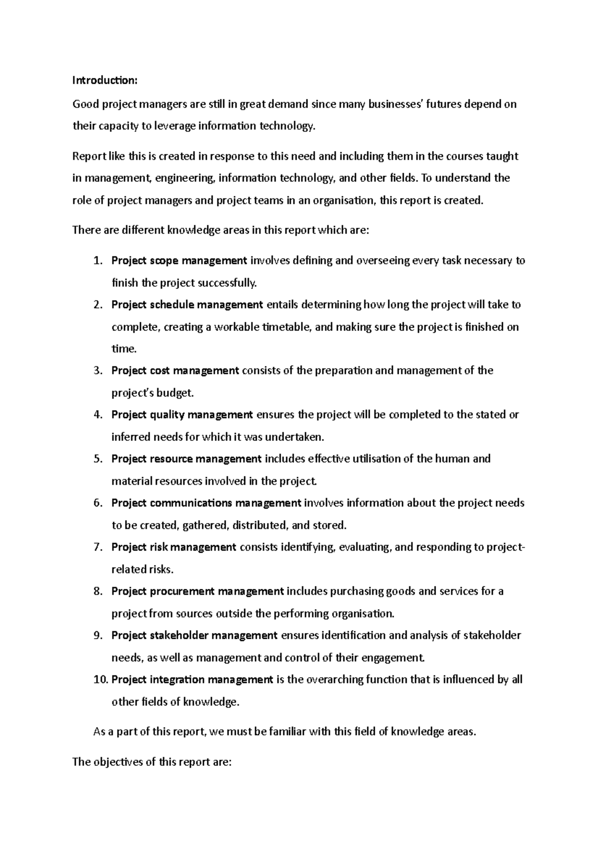 Introduction - Description - Introduction: Good project managers are ...