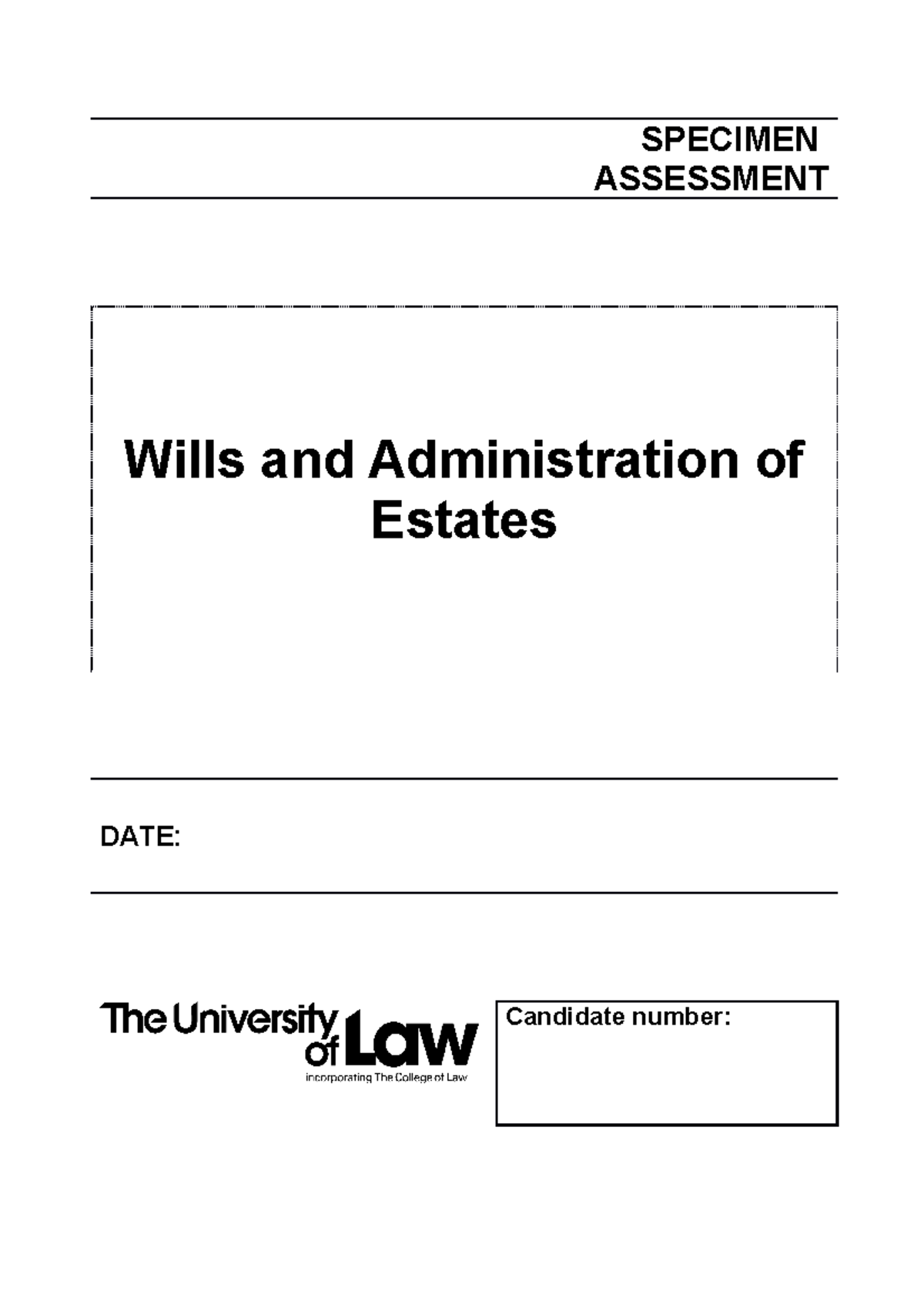 Wills practice questions to help prepare for exam - SPECIMEN ASSESSMENT ...