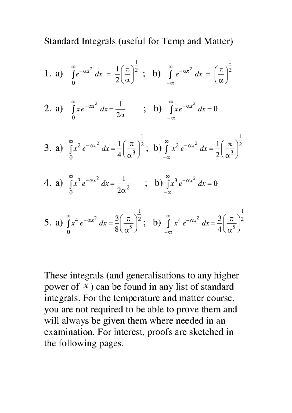 Identities of integrals needed for temperature and matter - Standard ...