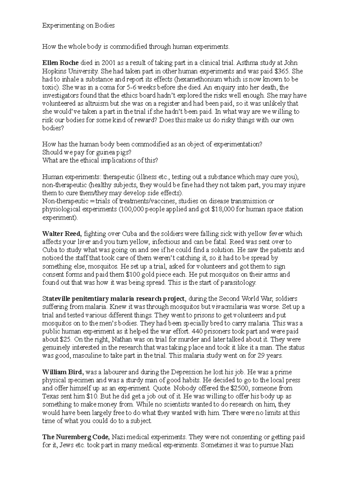 Experimenting on bodies - Experimenting on Bodies How the whole body is ...