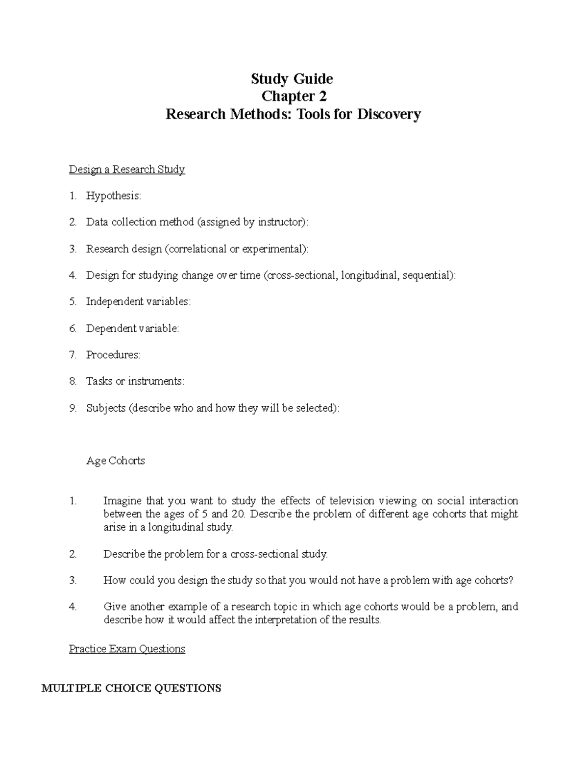 SOP3015 Chapter 2 - Study Guide Chapter 2 Research Methods: Tools for ...
