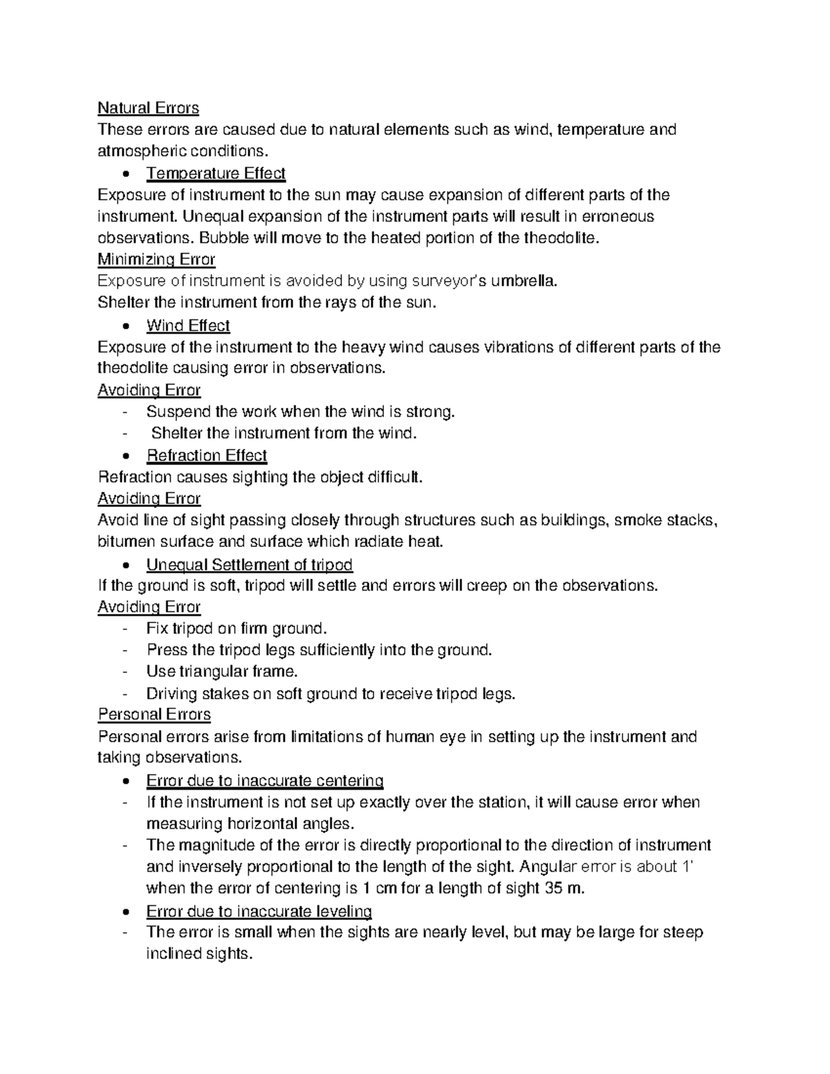 Natural Errors - lecture notes - Natural Errors These errors are caused ...