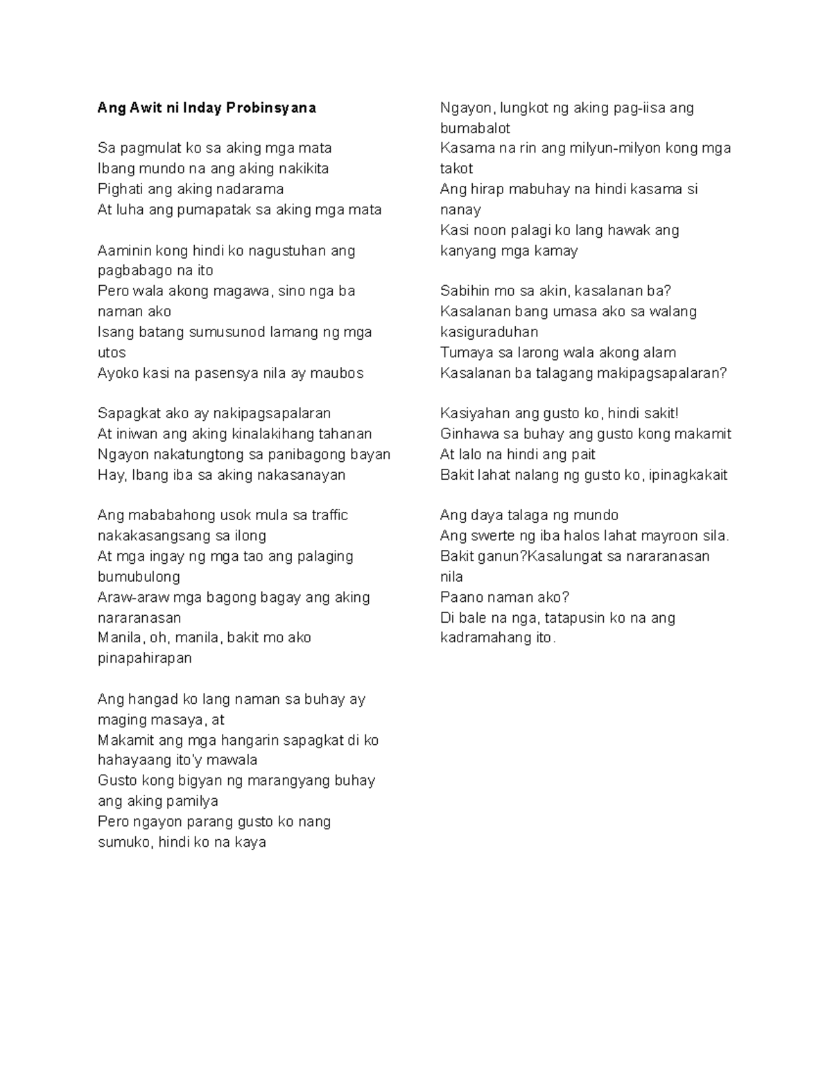 Ang Awit ni Inday Probinsyana - Bakit ganun?Kasalungat sa nararanasan ...