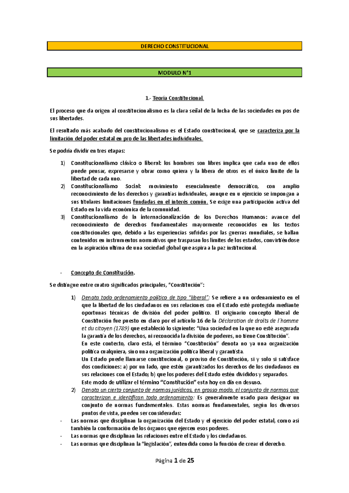 Resumen Derecho Constitucional Derecho Constitucional Modulo N° 1