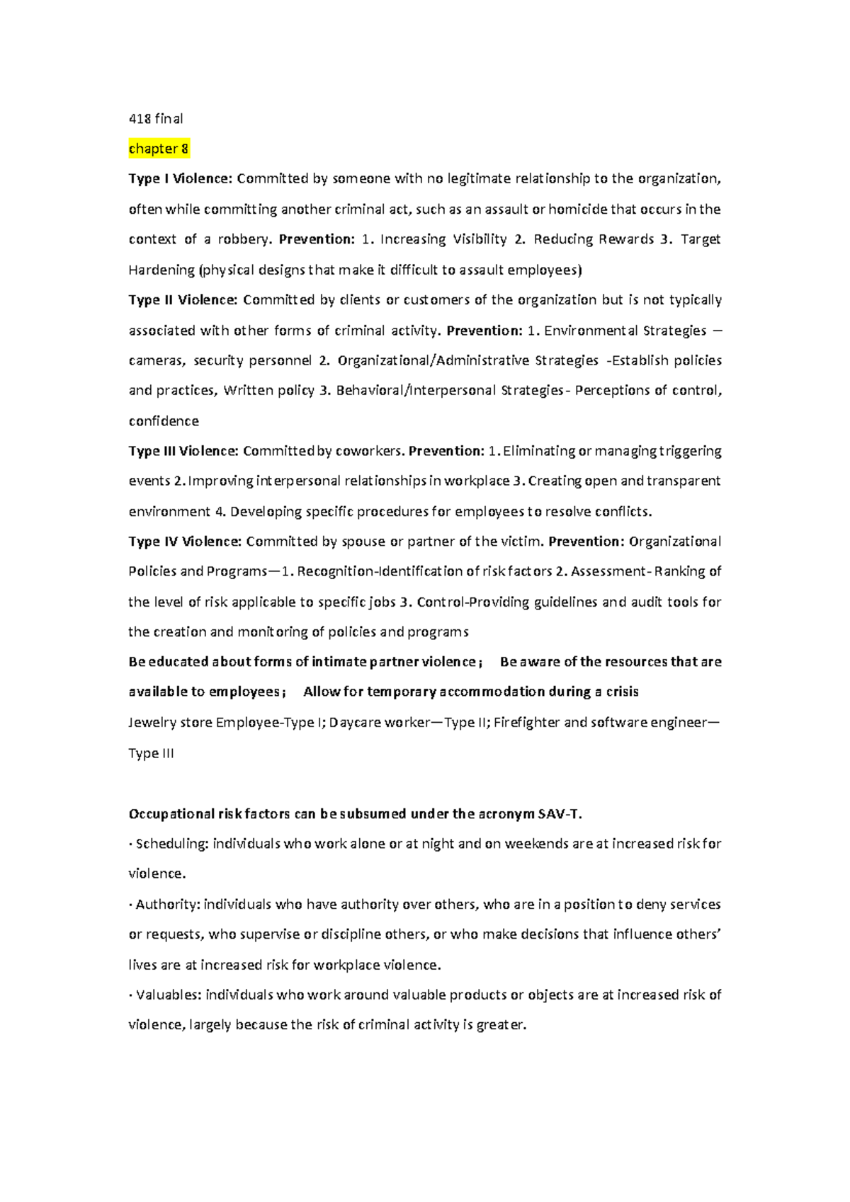 418 final - 418 final chapter 8 Type I Violence: Committed by someone ...