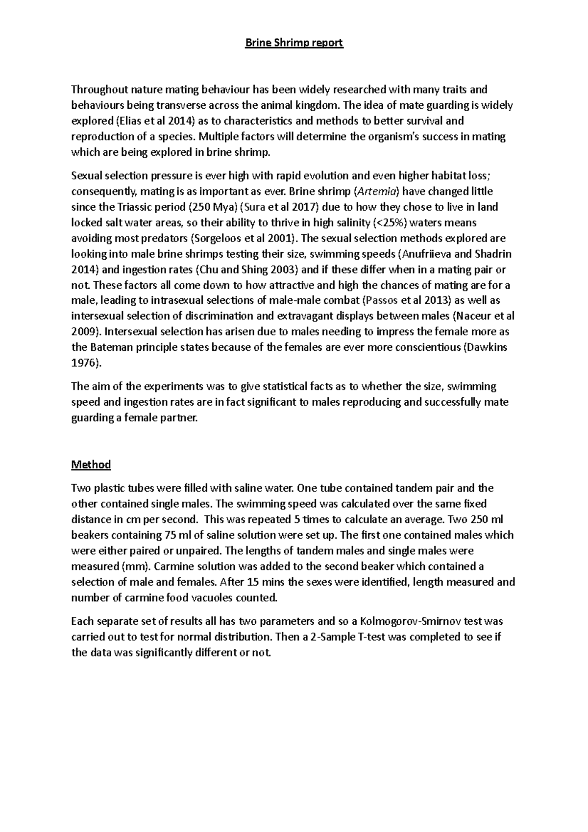 Brine shrimp report - Brine Shrimp report Throughout nature mating ...