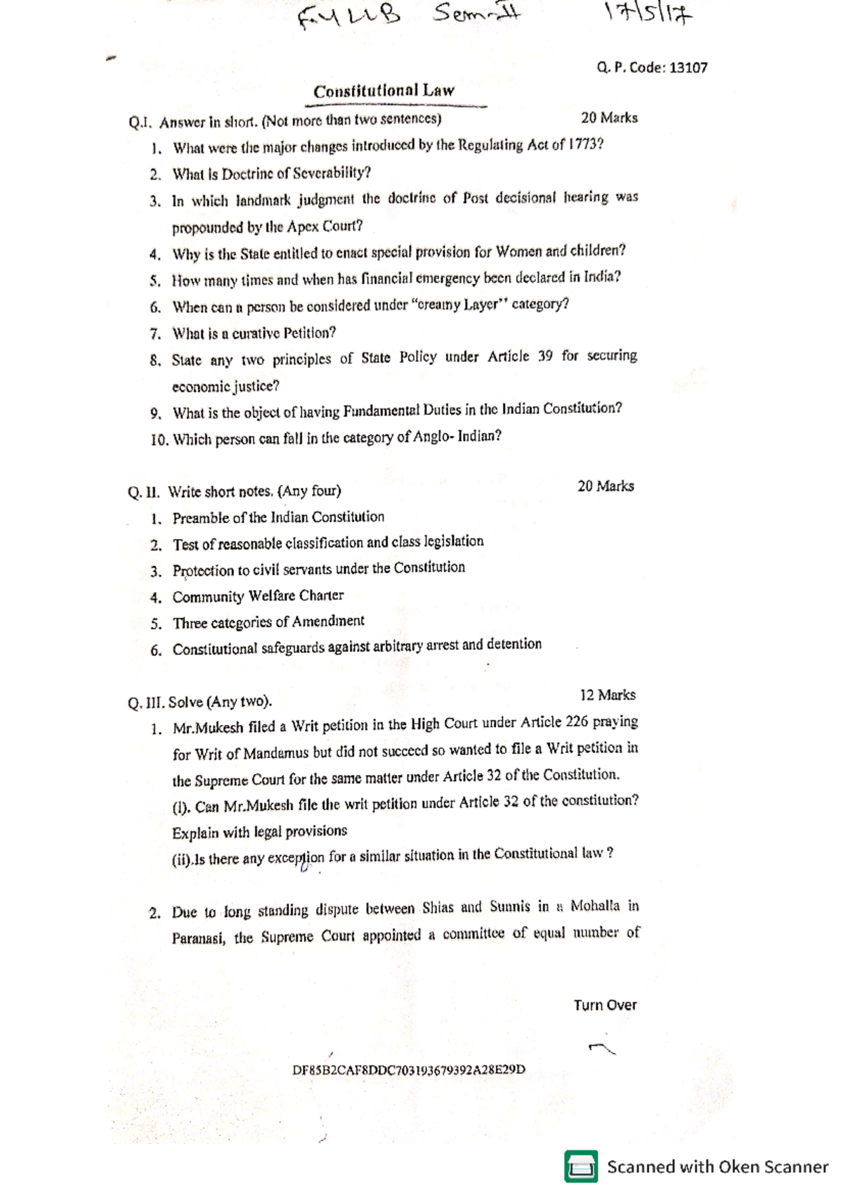 2016-17 Constitutional law - Bachelor of Legislative Law - Studocu