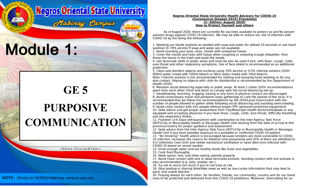 GE 5 Module 1 1 - Notes - Negros Oriental State University Health ...