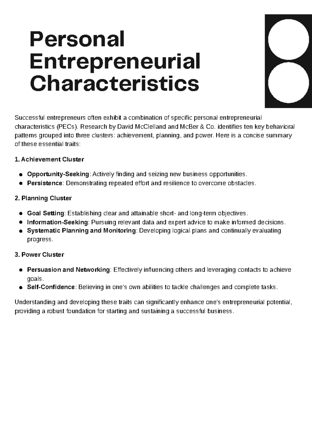 Handout - Personal Entrepreneurial Characteristics - Successful ...