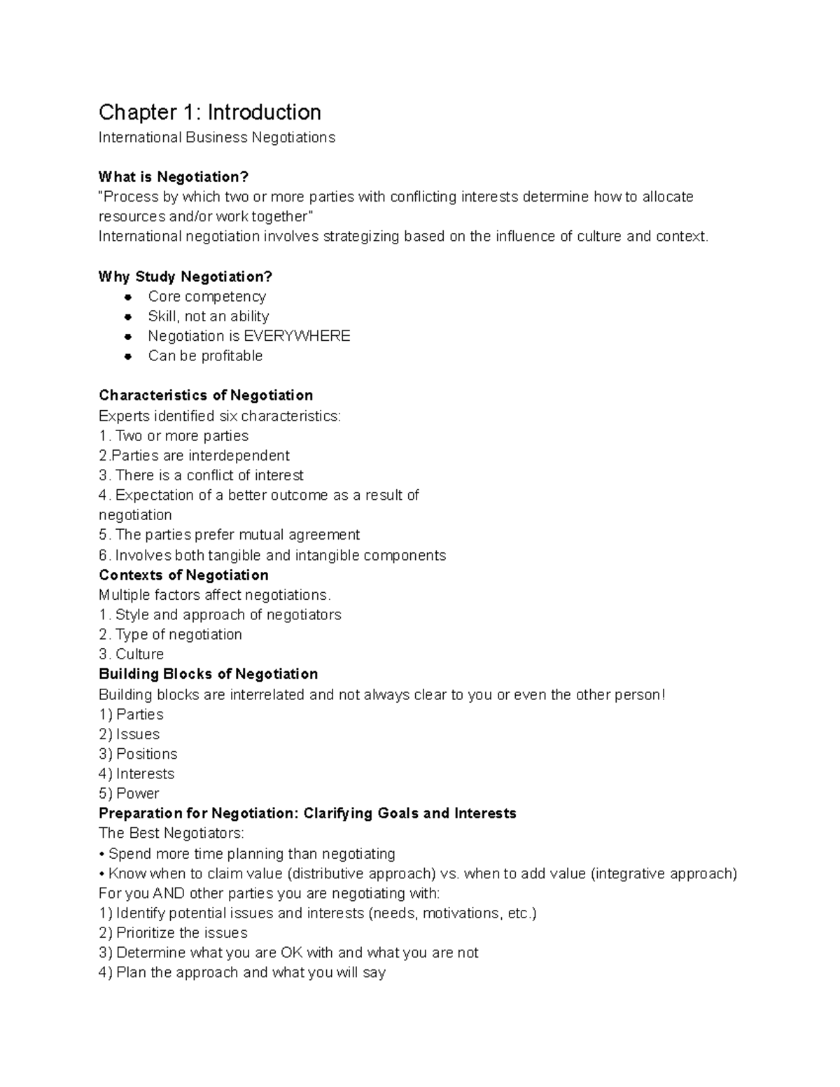 MAN 3442 Chapter 1 - Chapter 1: Introduction International Business Negotiations What is - Studocu