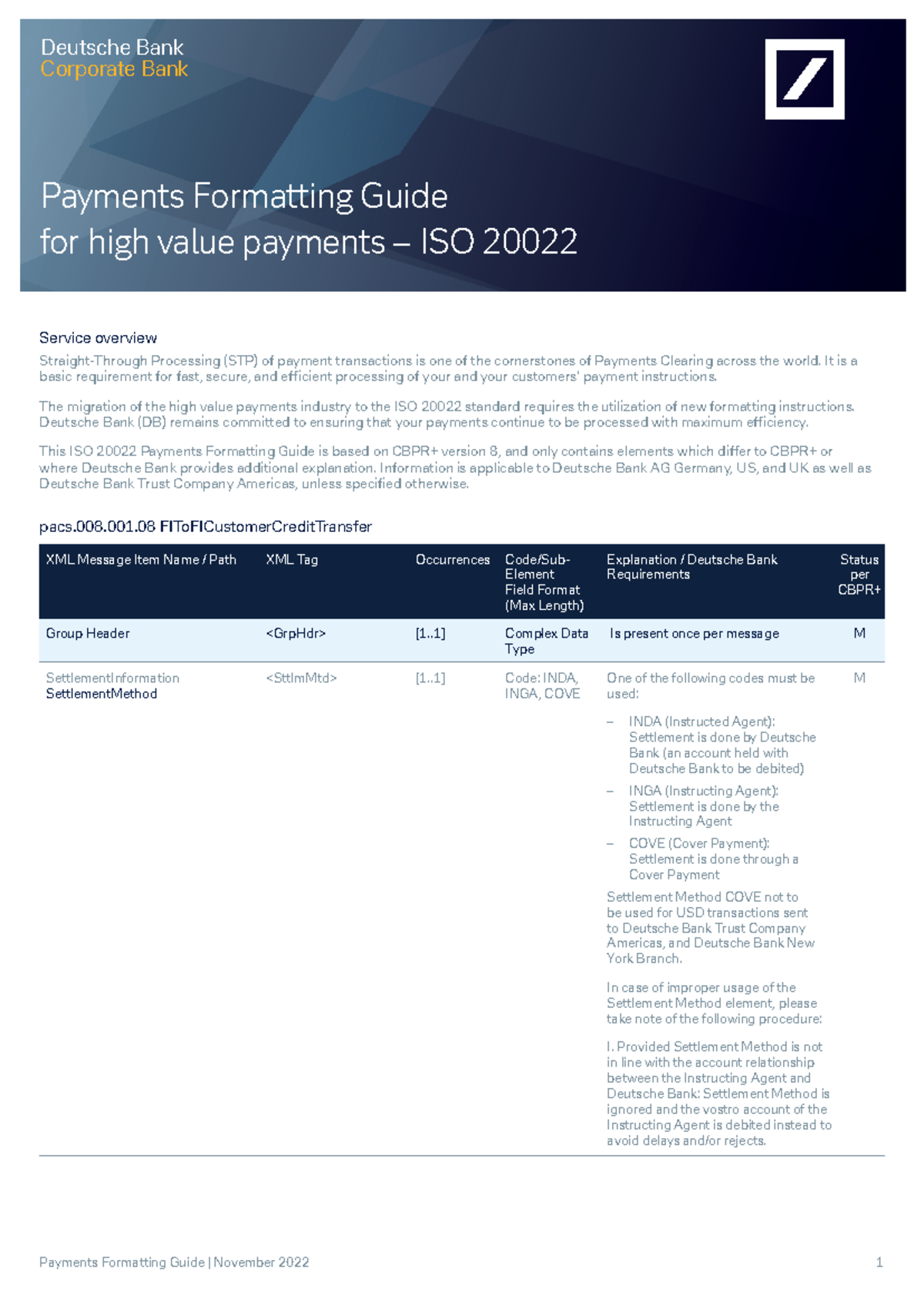 Payments Formatting Guide for high value payments ISO 2002 2 - Deutsche ...