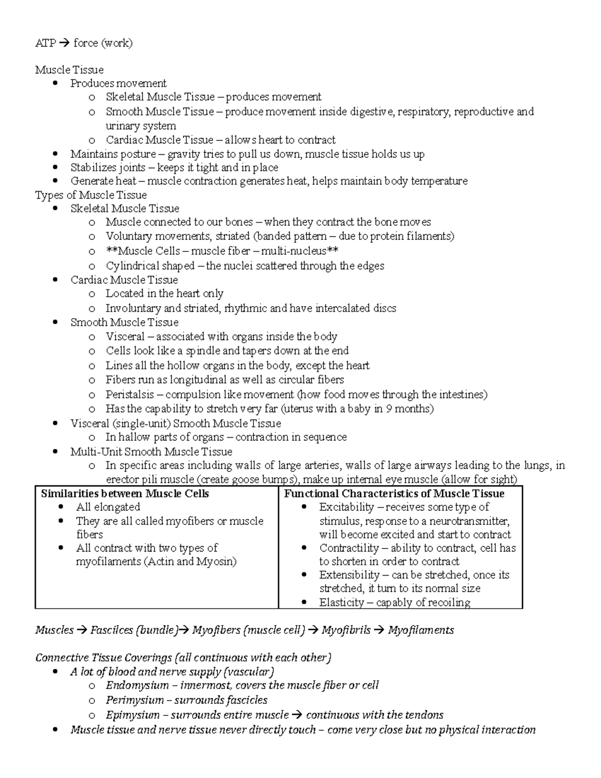 Muscular system - A&P Lecture Notes Guide Nursing - ATP force (work ...