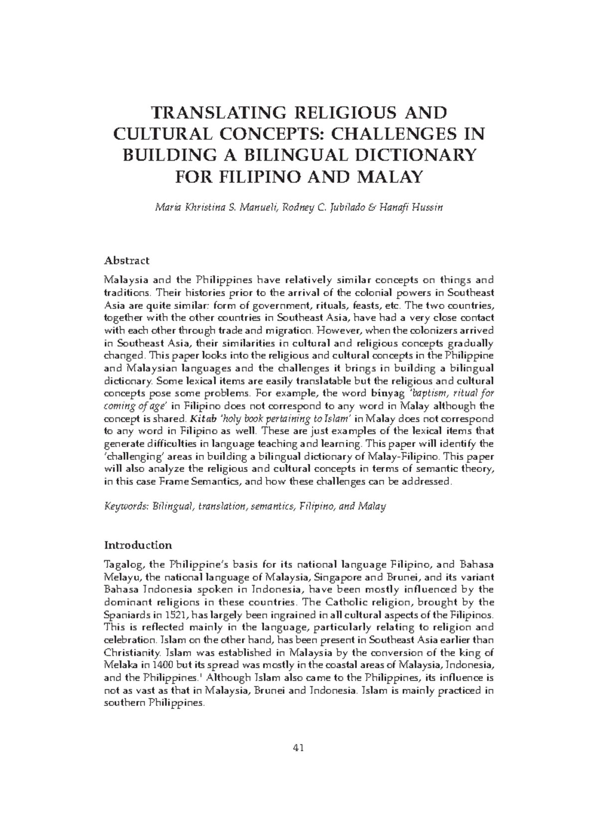 Translating Religious AND Cultural Concepts Challenges IN Building A ...