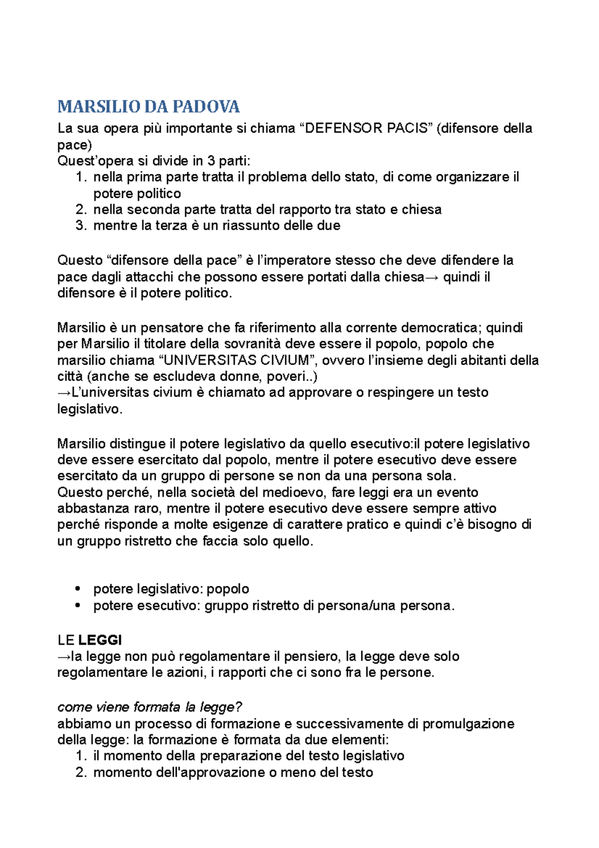 Marsilio da Padova - MARSILIO DA PADOVA La sua opera più importante si ...