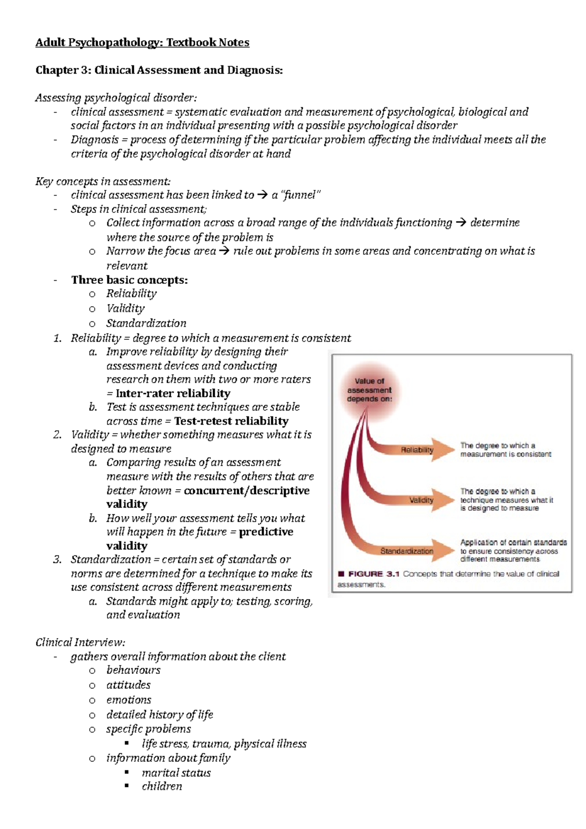 Clinical Assessment and Diagnosis in Adult Psychopathology - Studocu
