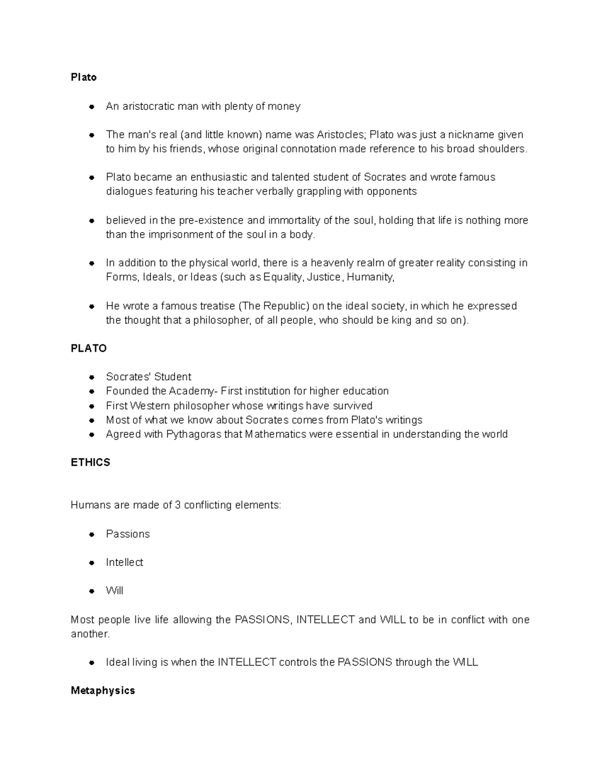 Plato - Social PHILOSOPHY - Plato An aristocratic man with plenty of ...