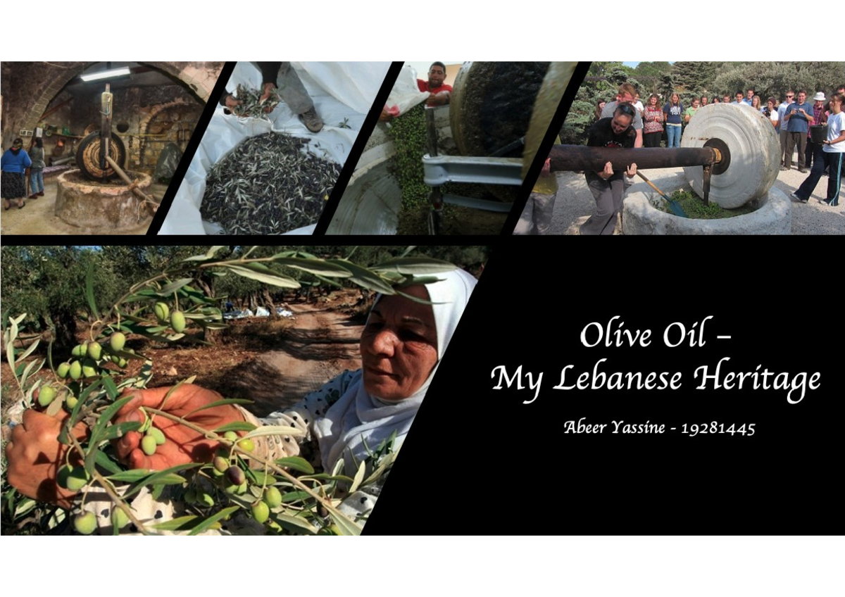 Reflection Assessment Task 1 - Although olive oil is easily accessible ...