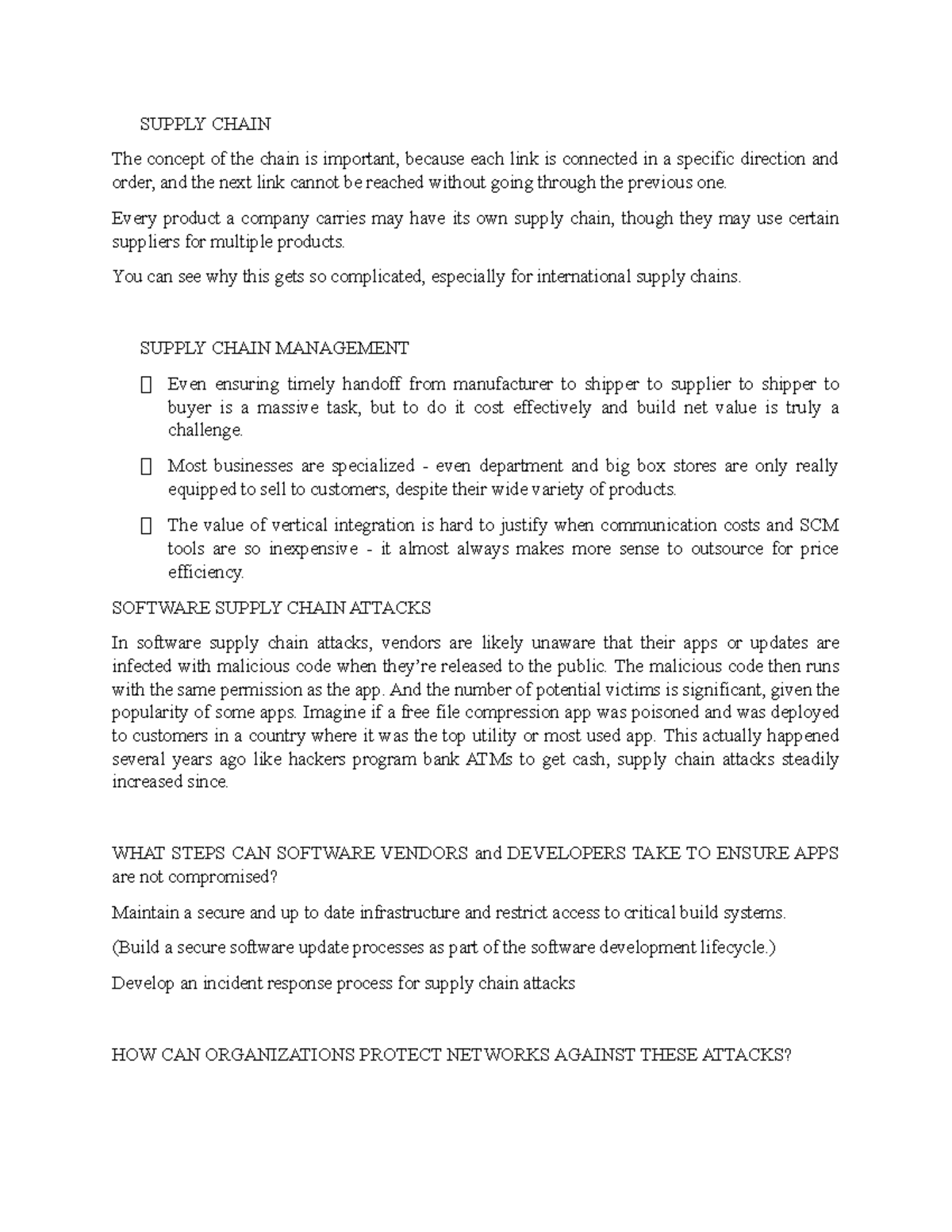 Supply Chain - Just lecture notes - SUPPLY CHAIN The concept of the ...