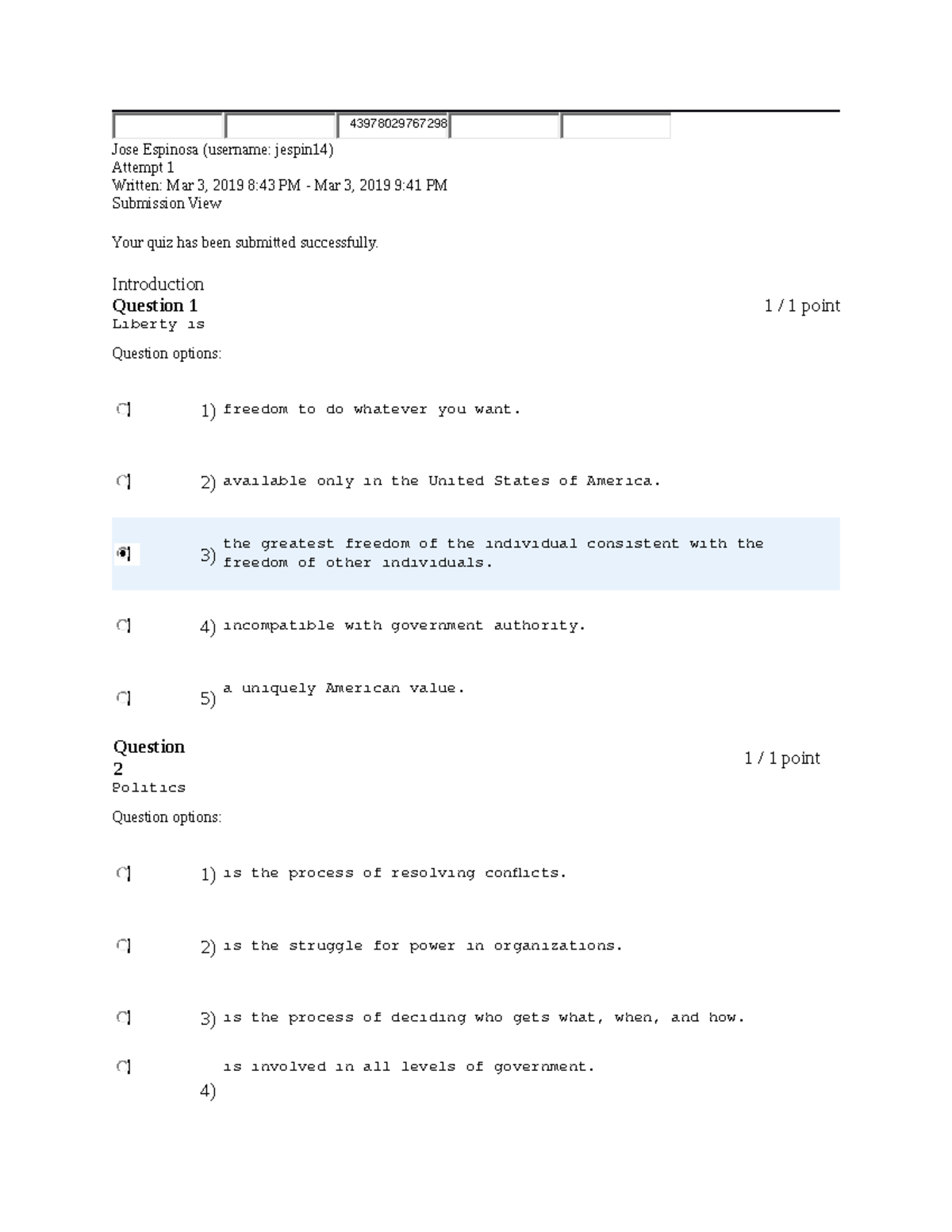 POS 2041 Mid term 3 - Summary American National Government - Jose ...