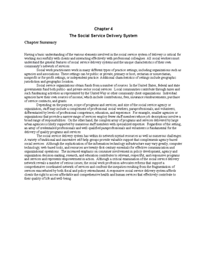 Chapter 2 summary - Social Work - Chapter 2 An Evolving Profession ...