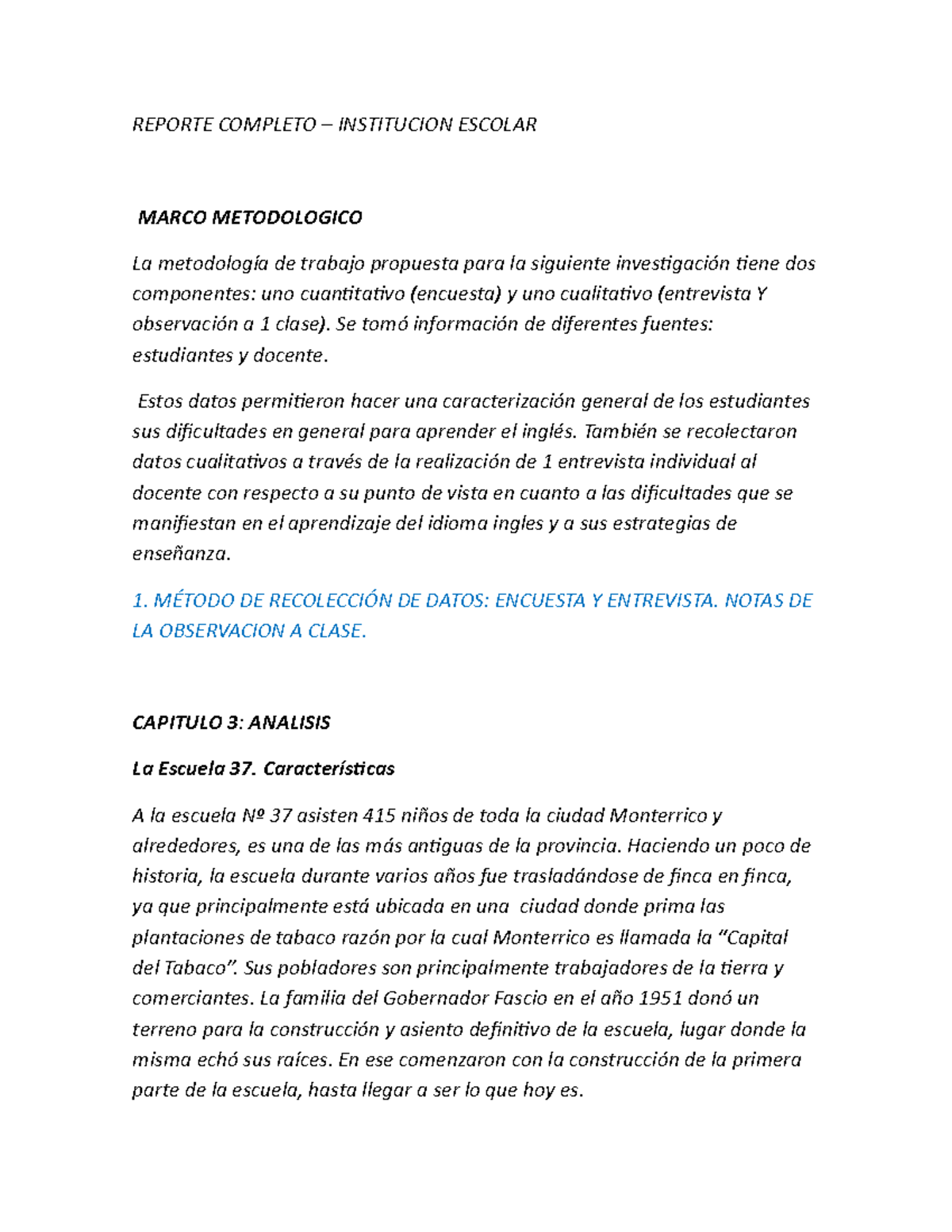 Reporte - LA Institucion Escolar - REPORTE COMPLETO – INSTITUCION ...
