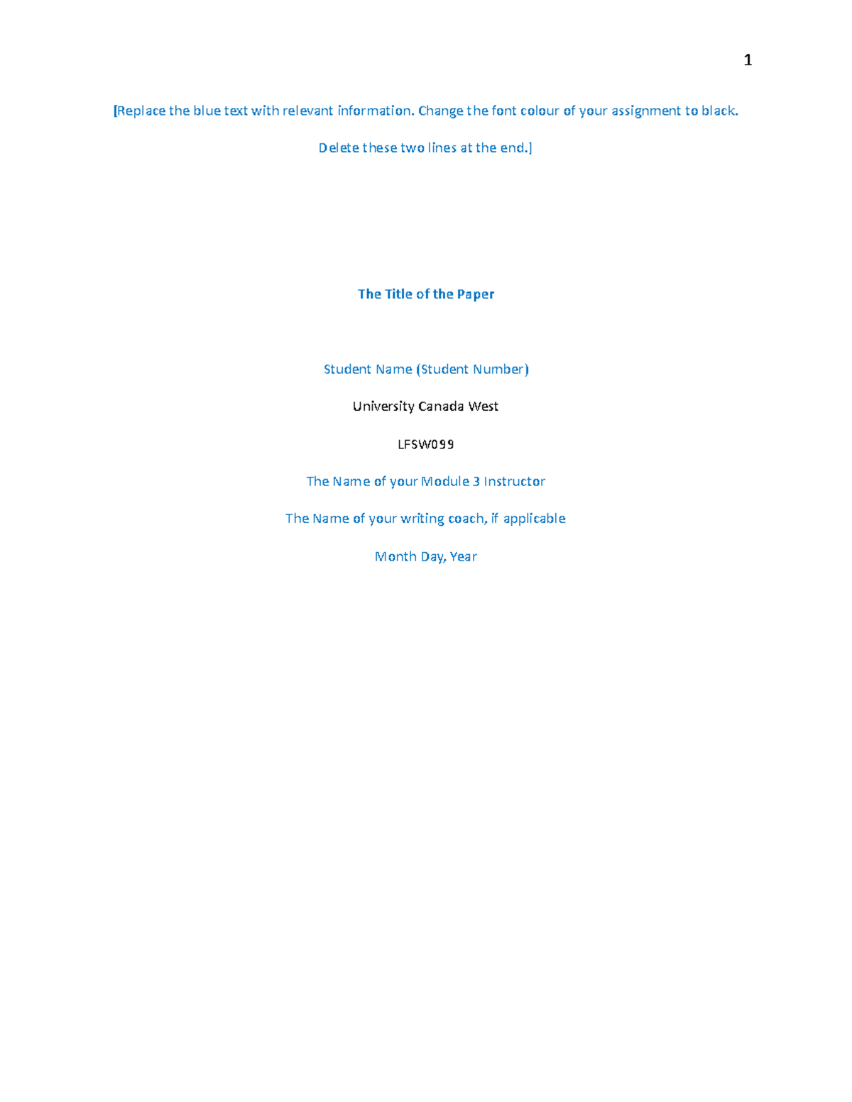 Paragraph Assignment - Template - 1 [Replace the blue text with ...