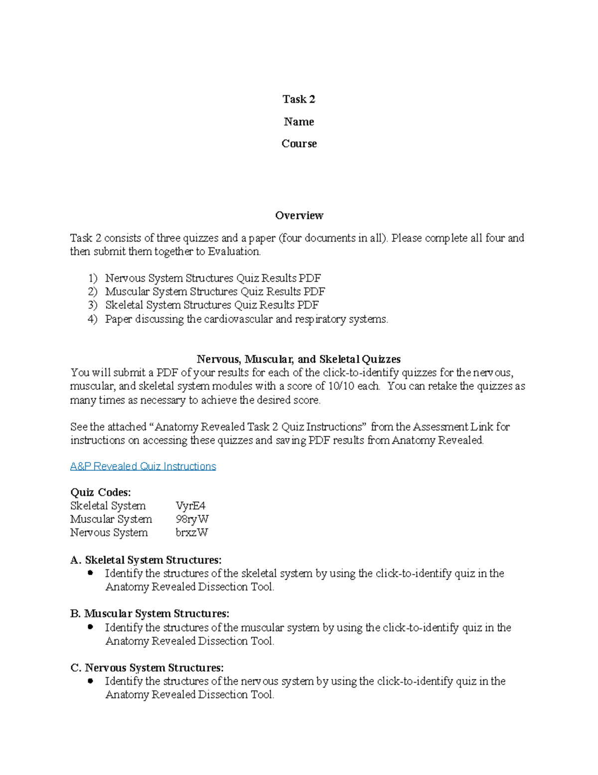 C107 Task 2 Template Students - Task 2 Name Course Overview Task 2 ...