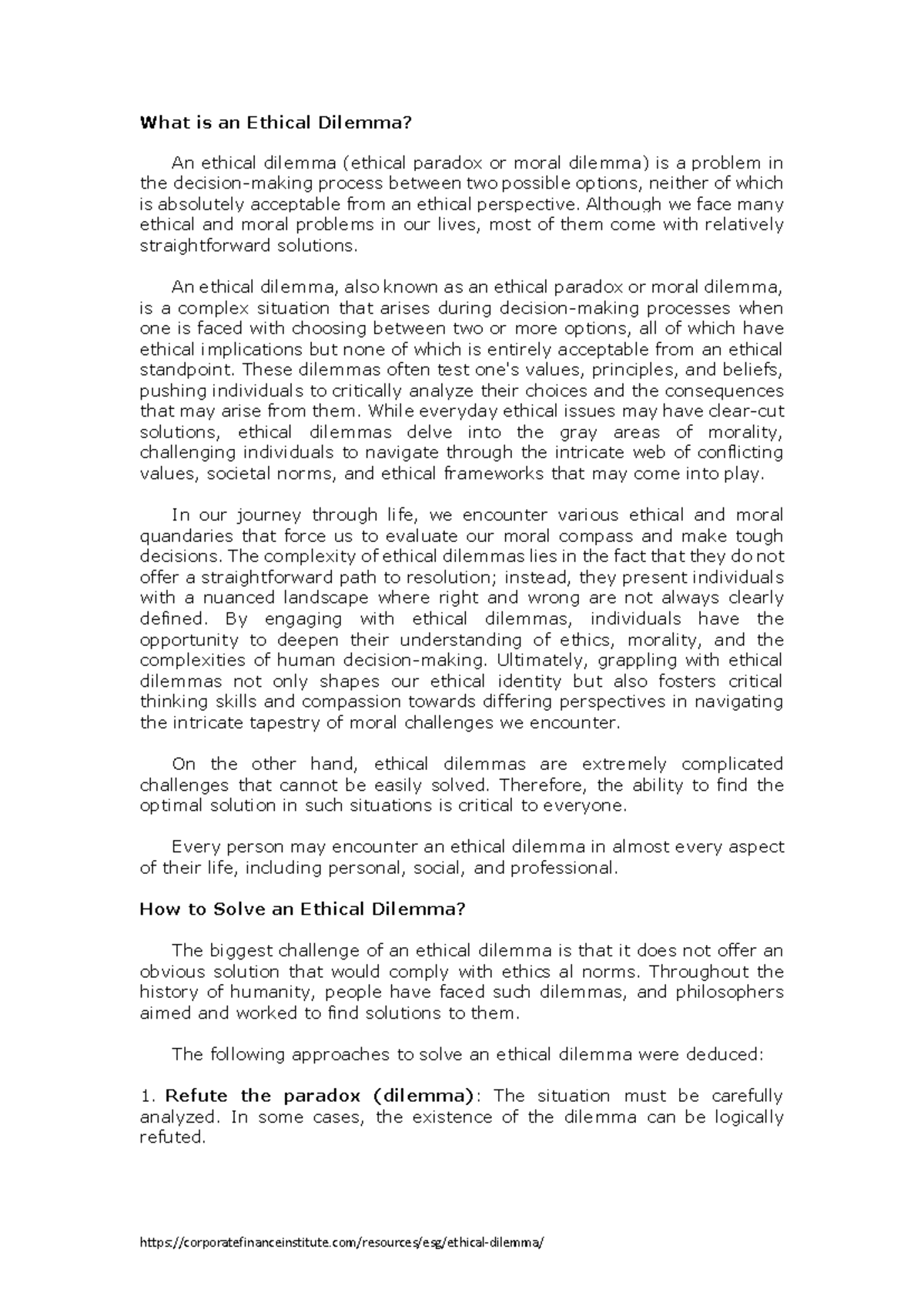 Ethical Dilemma - corporatefinanceinstitute/resources/esg/ethical ...