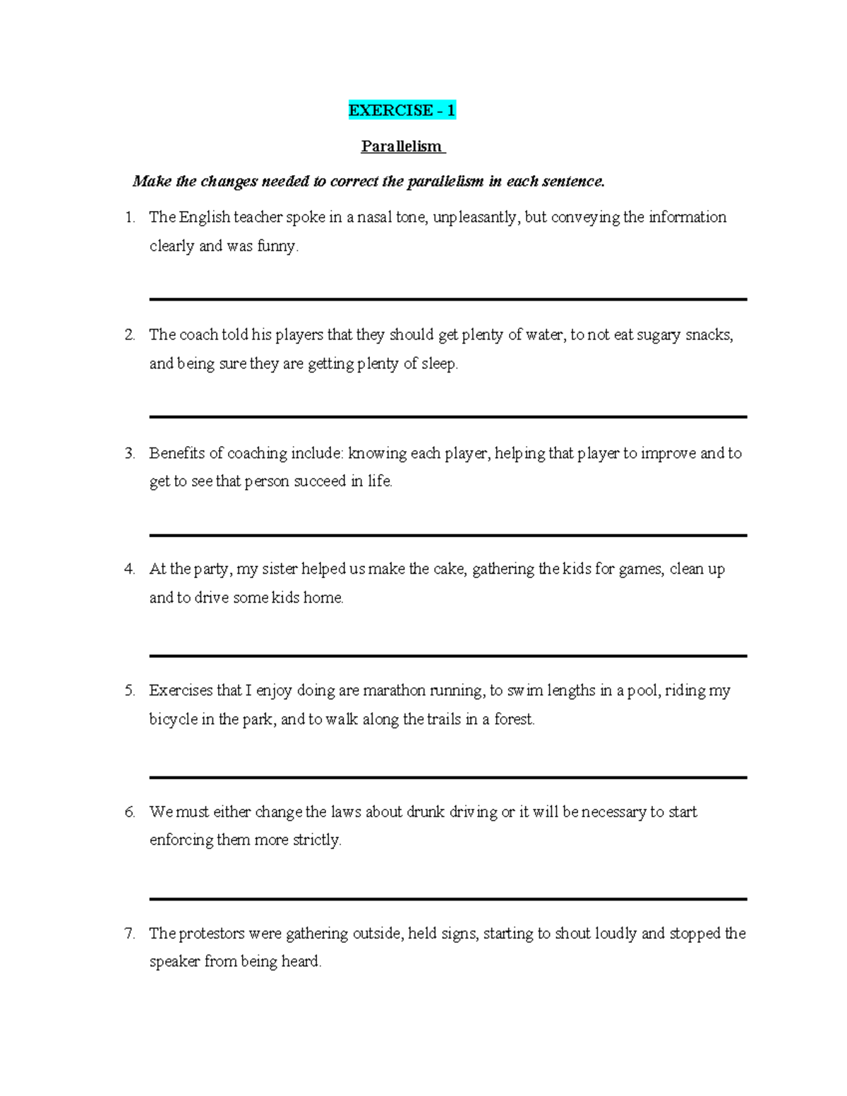 Parallelism Exercise 1 - EXERCISE - 1 Parallelism Make the changes ...