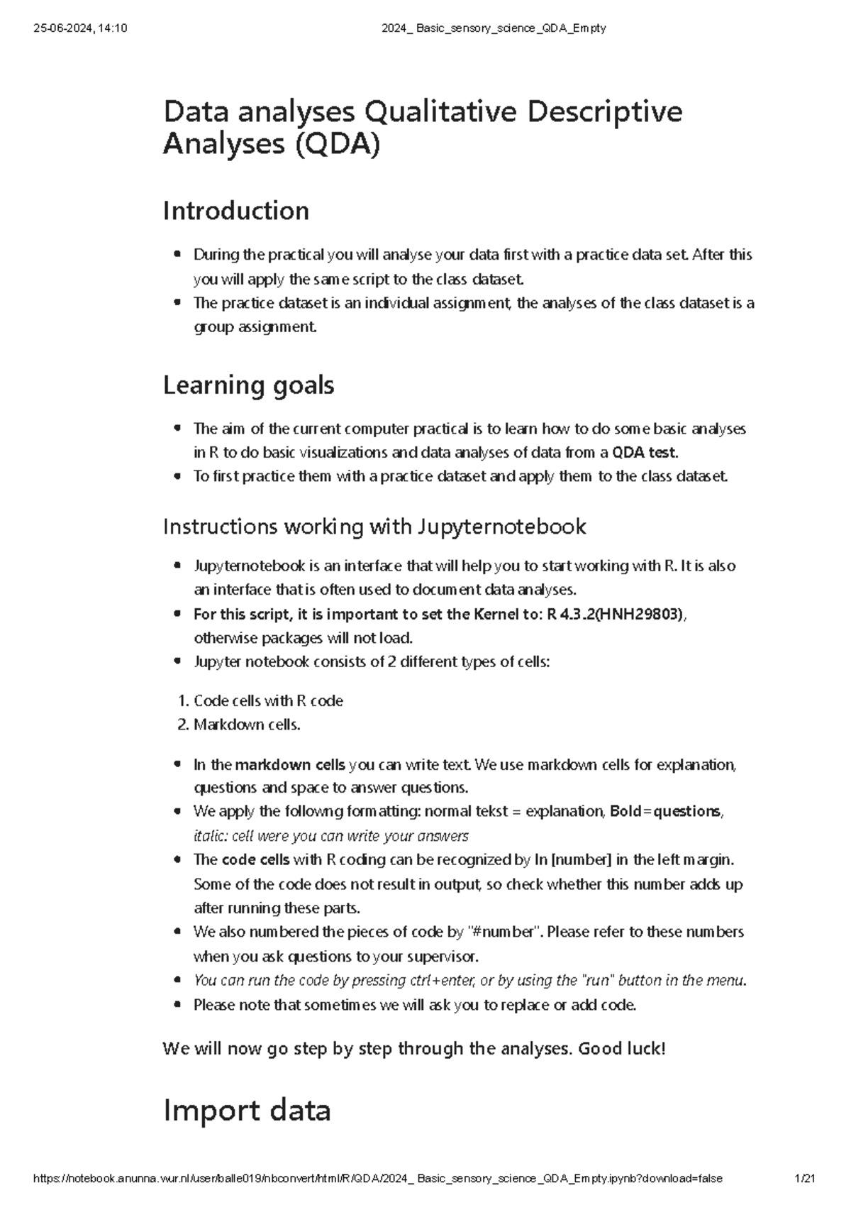 QDA individual assignment - Data analyses Qualitative Descriptive ...
