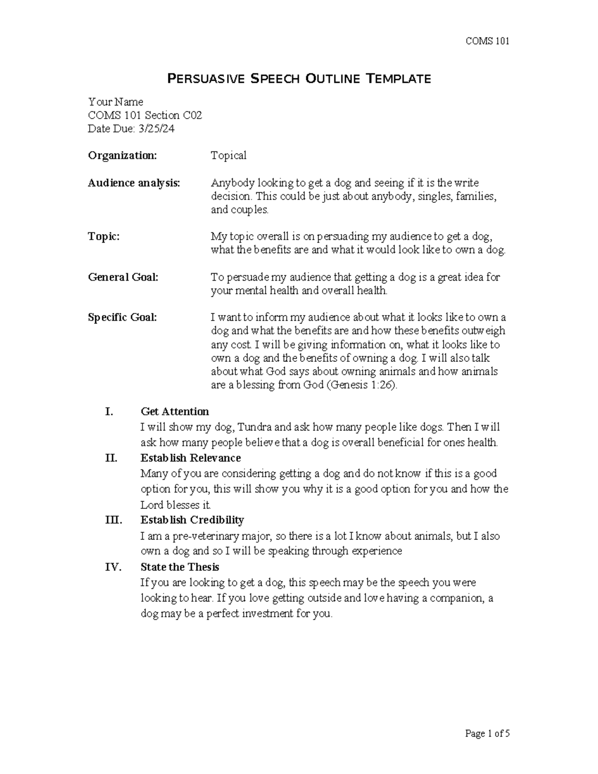Persuasive Outline 2024 THIS ONE - PERSUASIVE SPEECH OUTLINE TEMPLATE ...